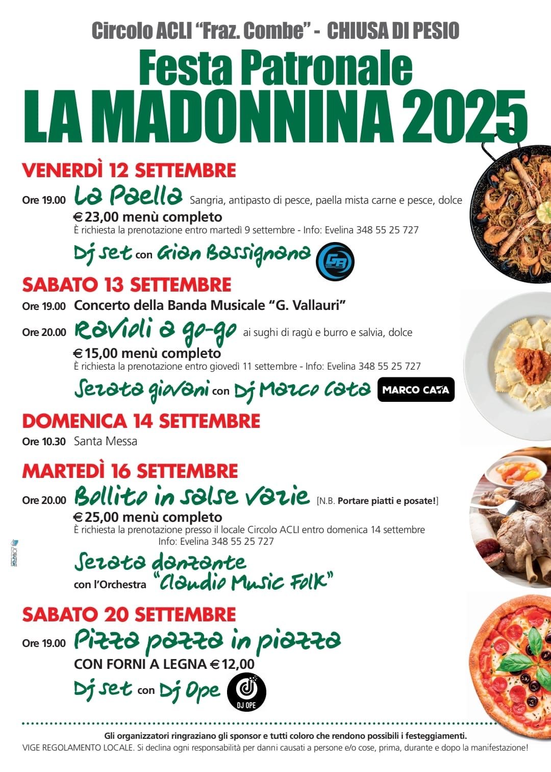 TUTTO PRONTO PER LA “FESTA DELLA MADONNINA” CON LE ACLI A COMBE DI ...