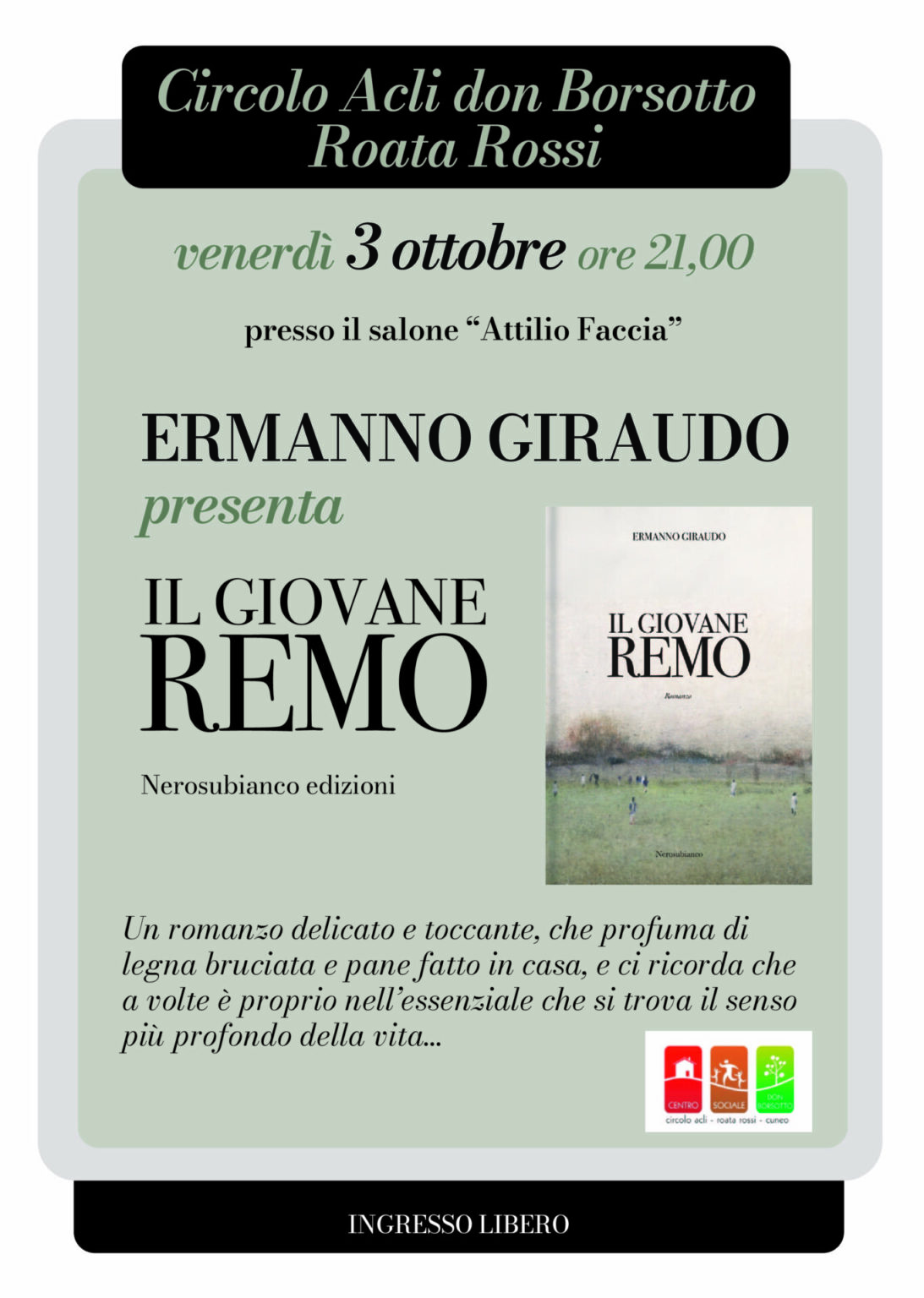 SERATA CULTURALE AL CIRCOLO ACLI “DON BORSOTTO” DI ROATA ROSSI, CON LA ...